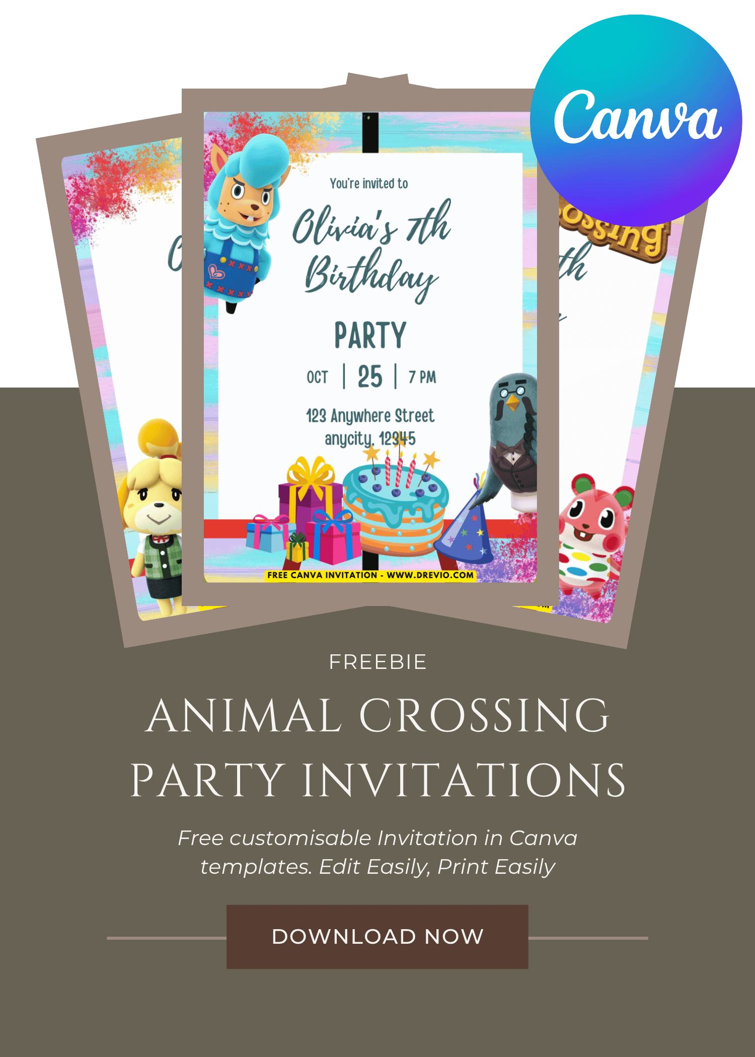 Free Animal Crossing Birthday Invitations
