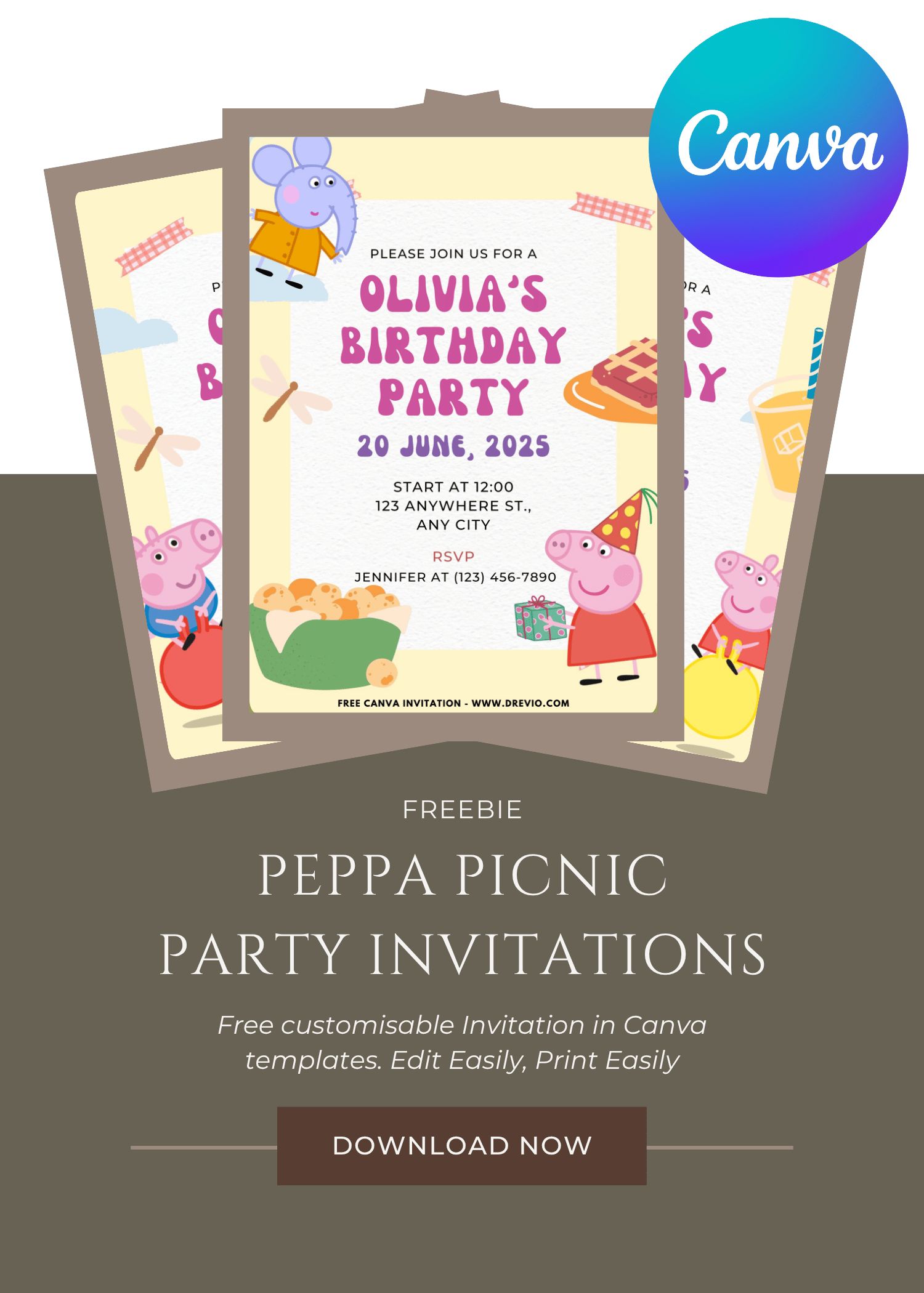 Free Peppa Picnic Birthday Invitations