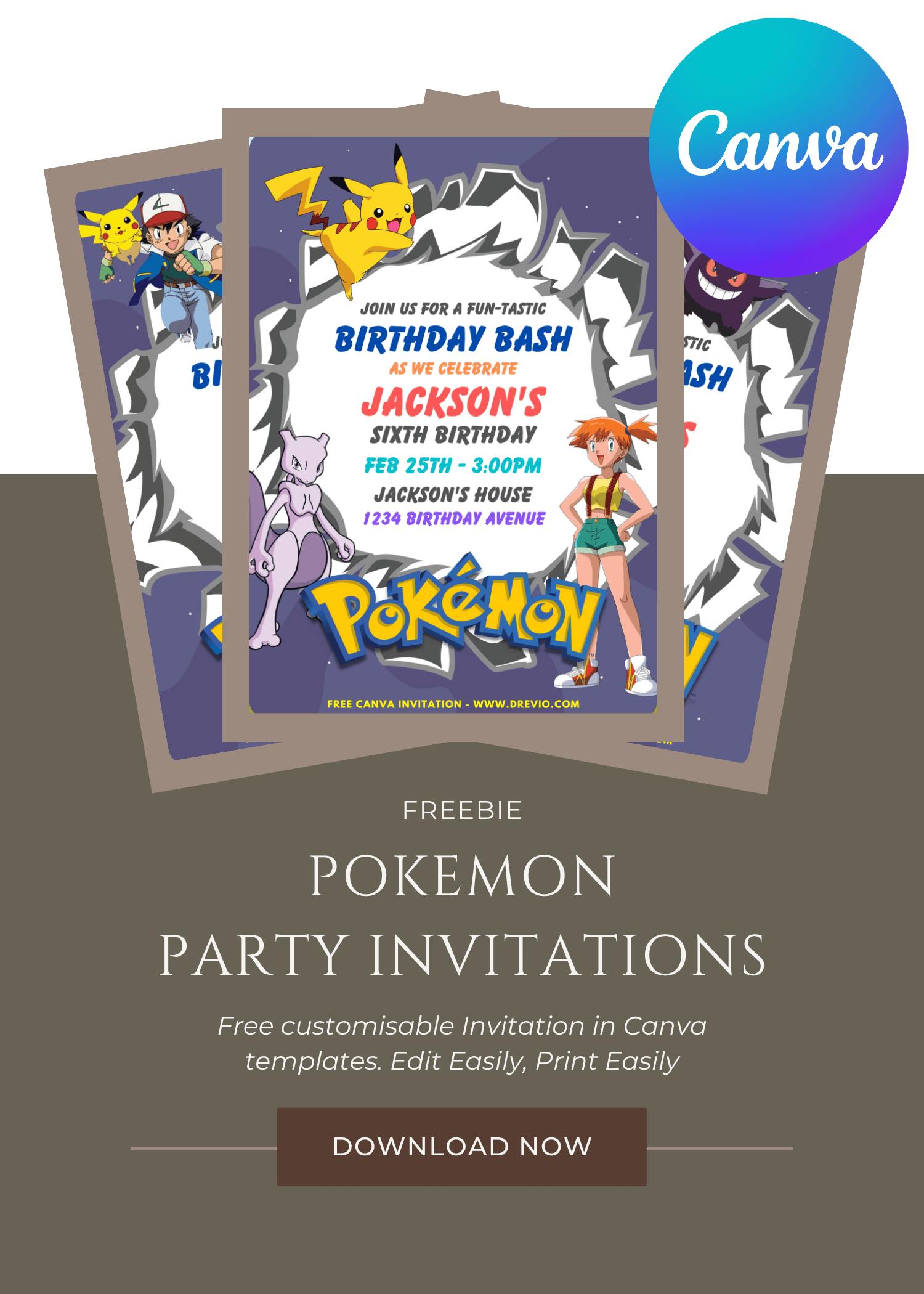 Free Pokemon Birthday Invitations