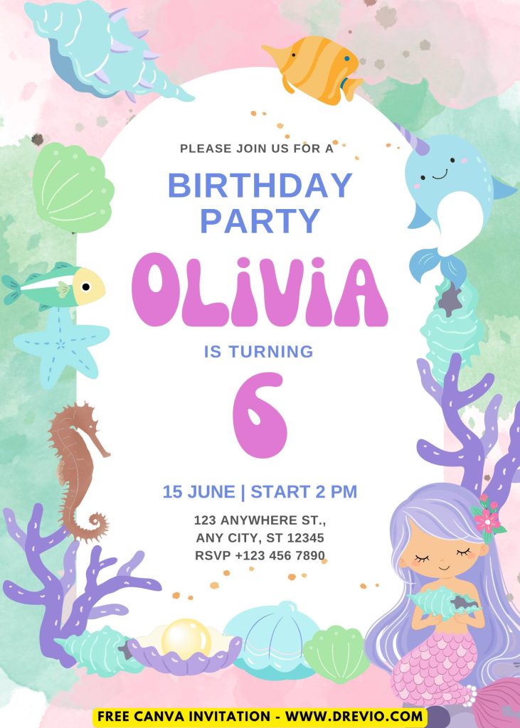 Free Under the Sea Birthday Invitations
