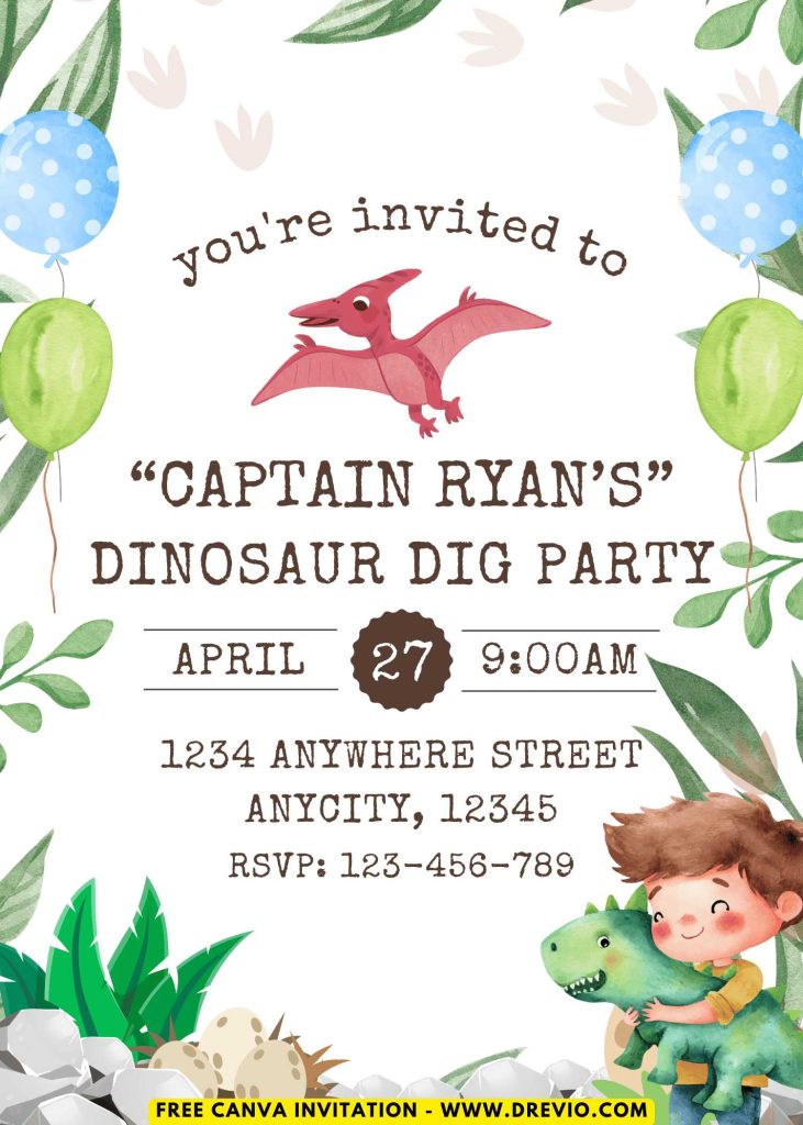 Free Dinosaur Dig Birthday Invitations