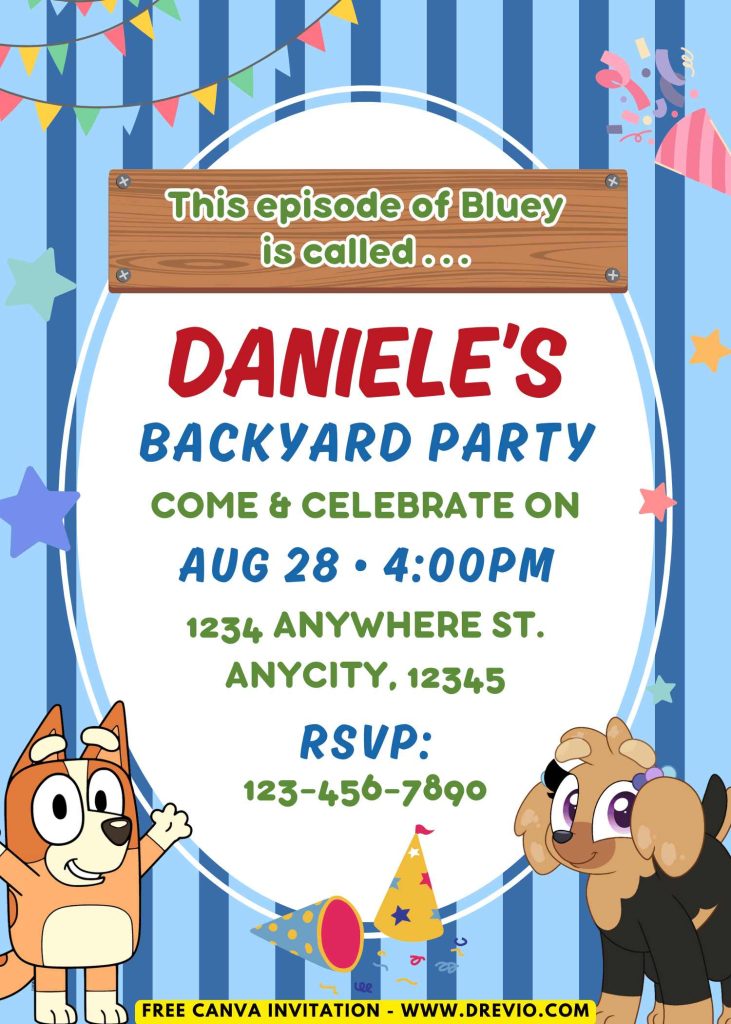 Free Bluey’s Backyard Birthday Invitations