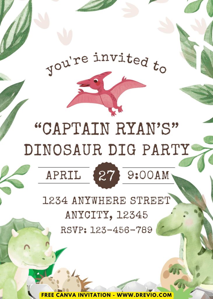 Free Dinosaur Dig Birthday Invitations