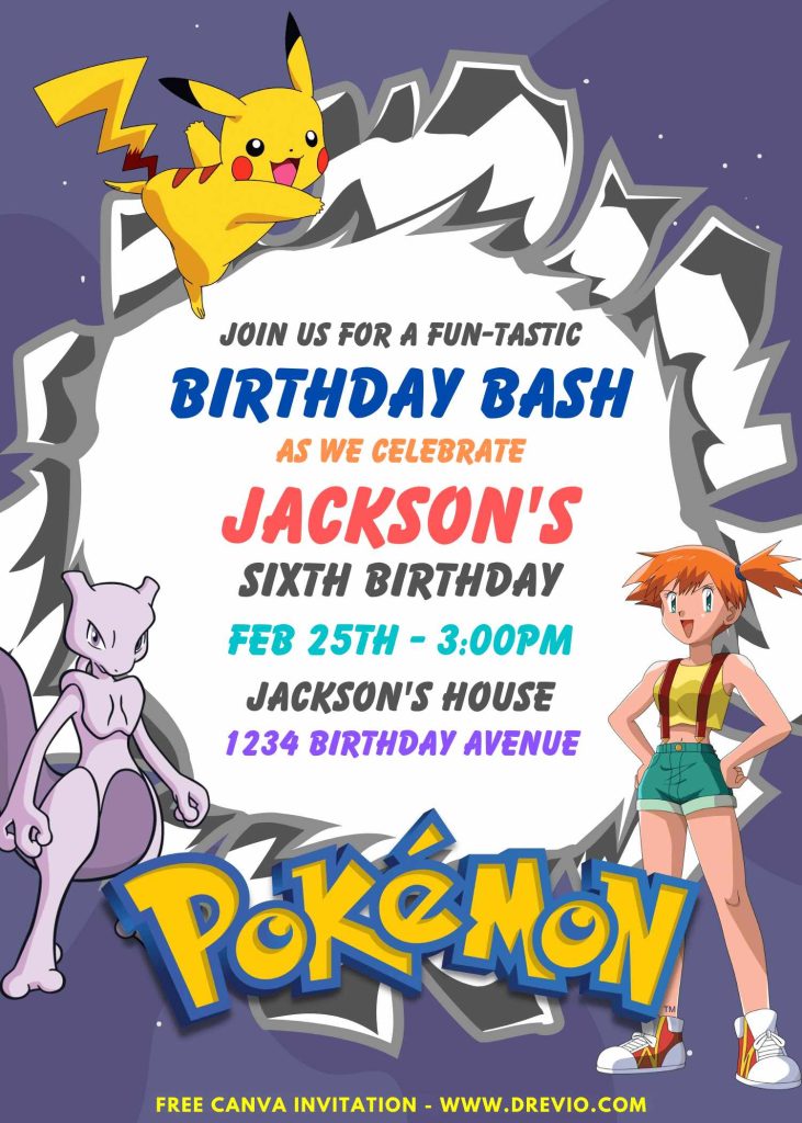 Free Pokemon Birthday Invitations