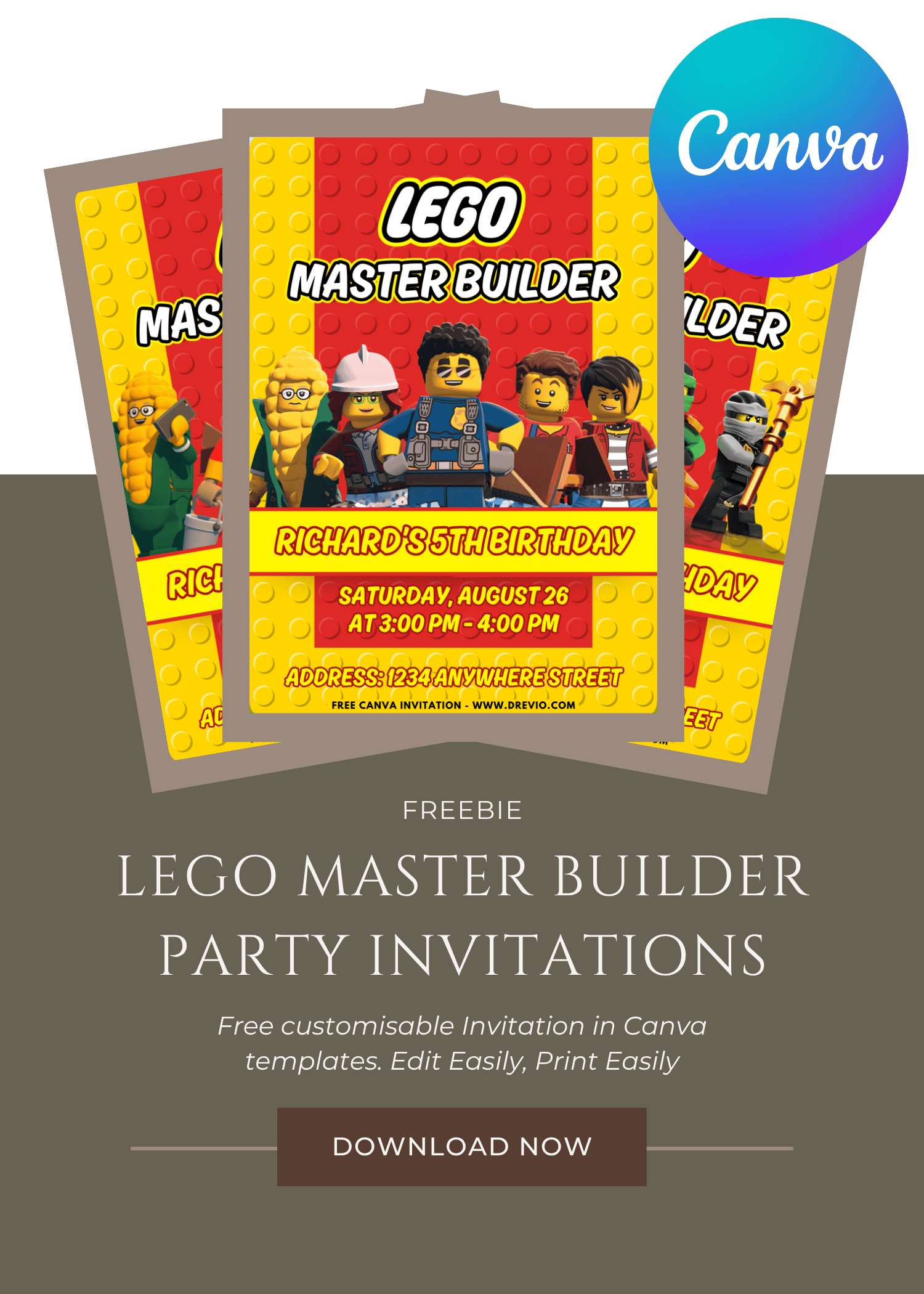 Free LEGO Master Builder Birthday Invitations