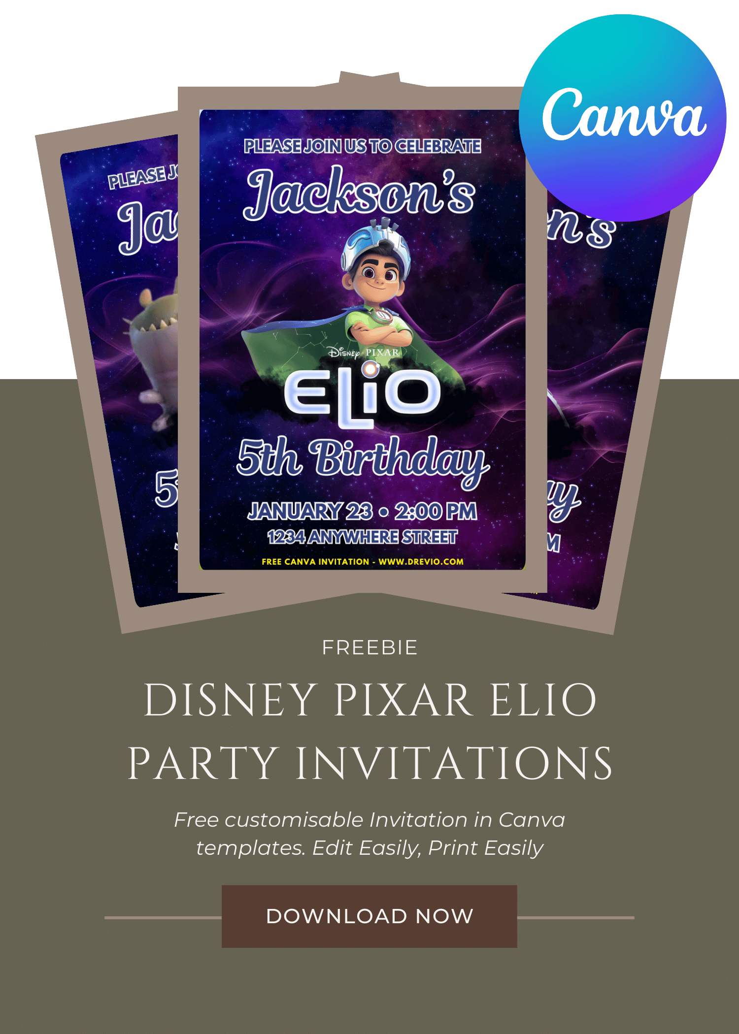 Free Disney Elio Birthday Invitations