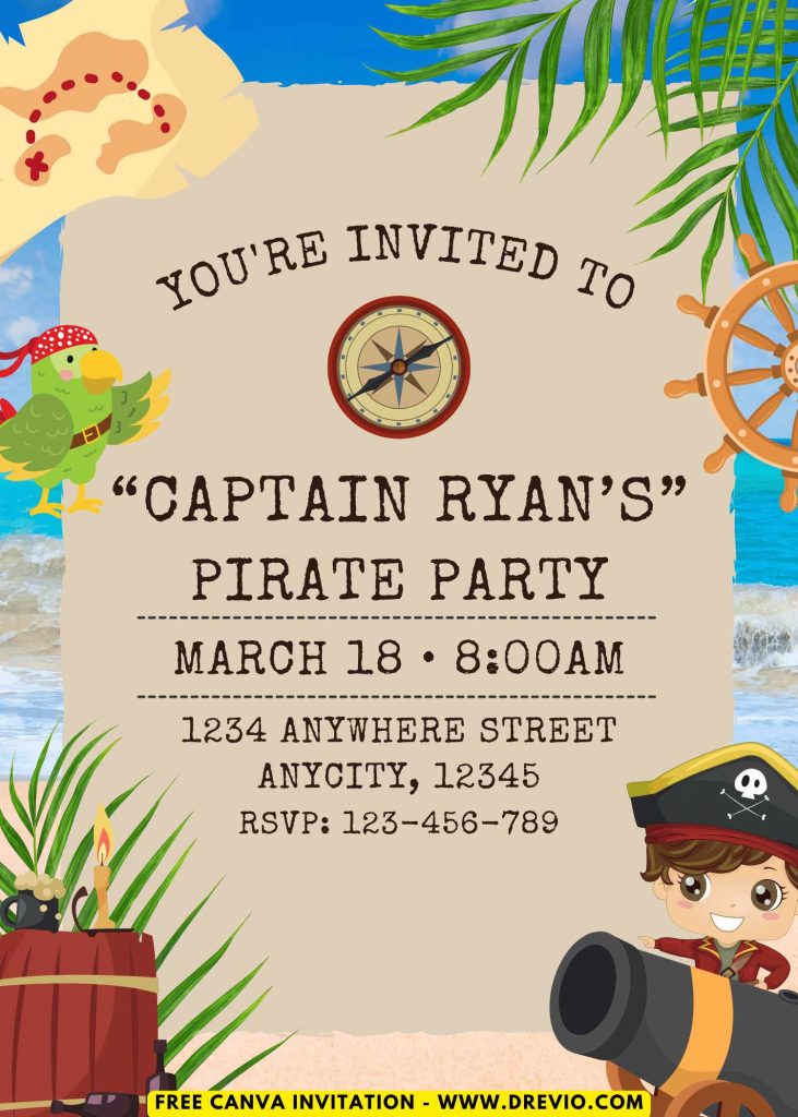 Free Pirate Adventure Birthday Invitations