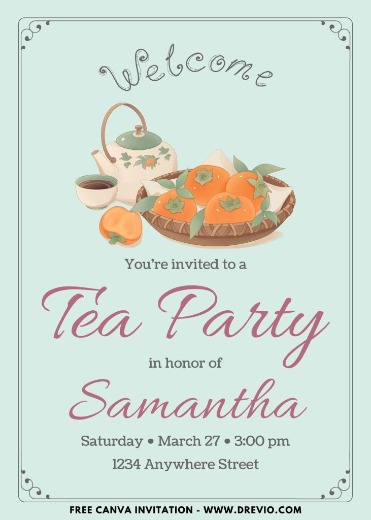 Free Garden Tea Party Birthday Invitations