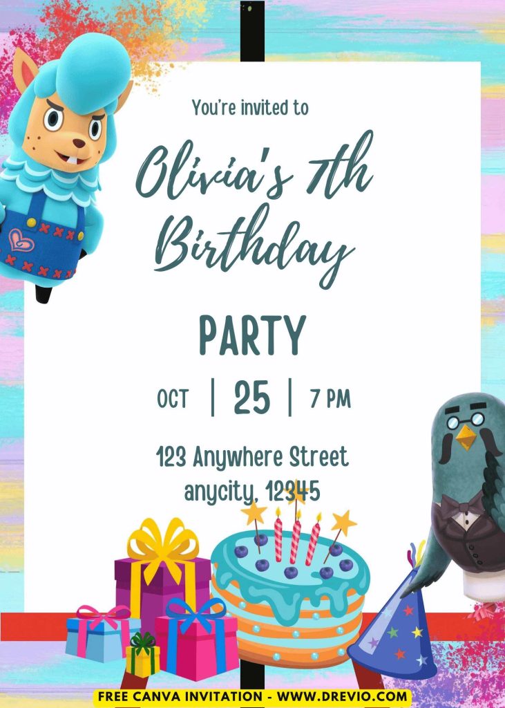 Free Animal Crossing Birthday Invitations