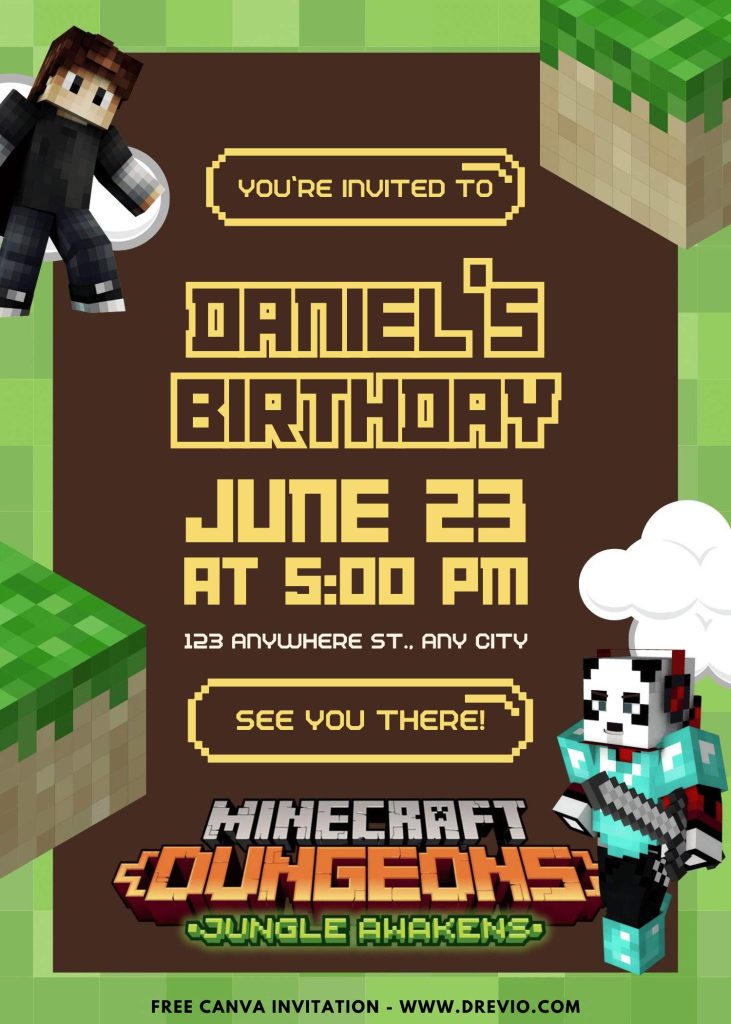 Free Minecraft Birthday Invitations