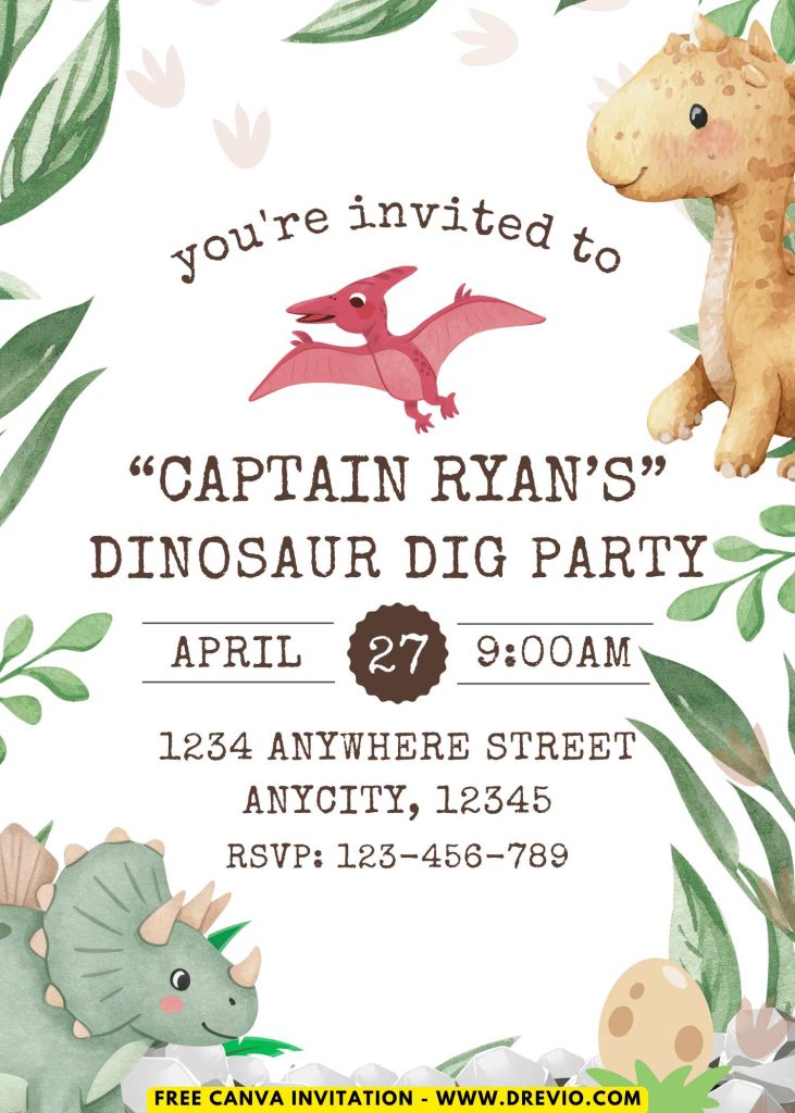 Free Dinosaur Dig Birthday Invitations