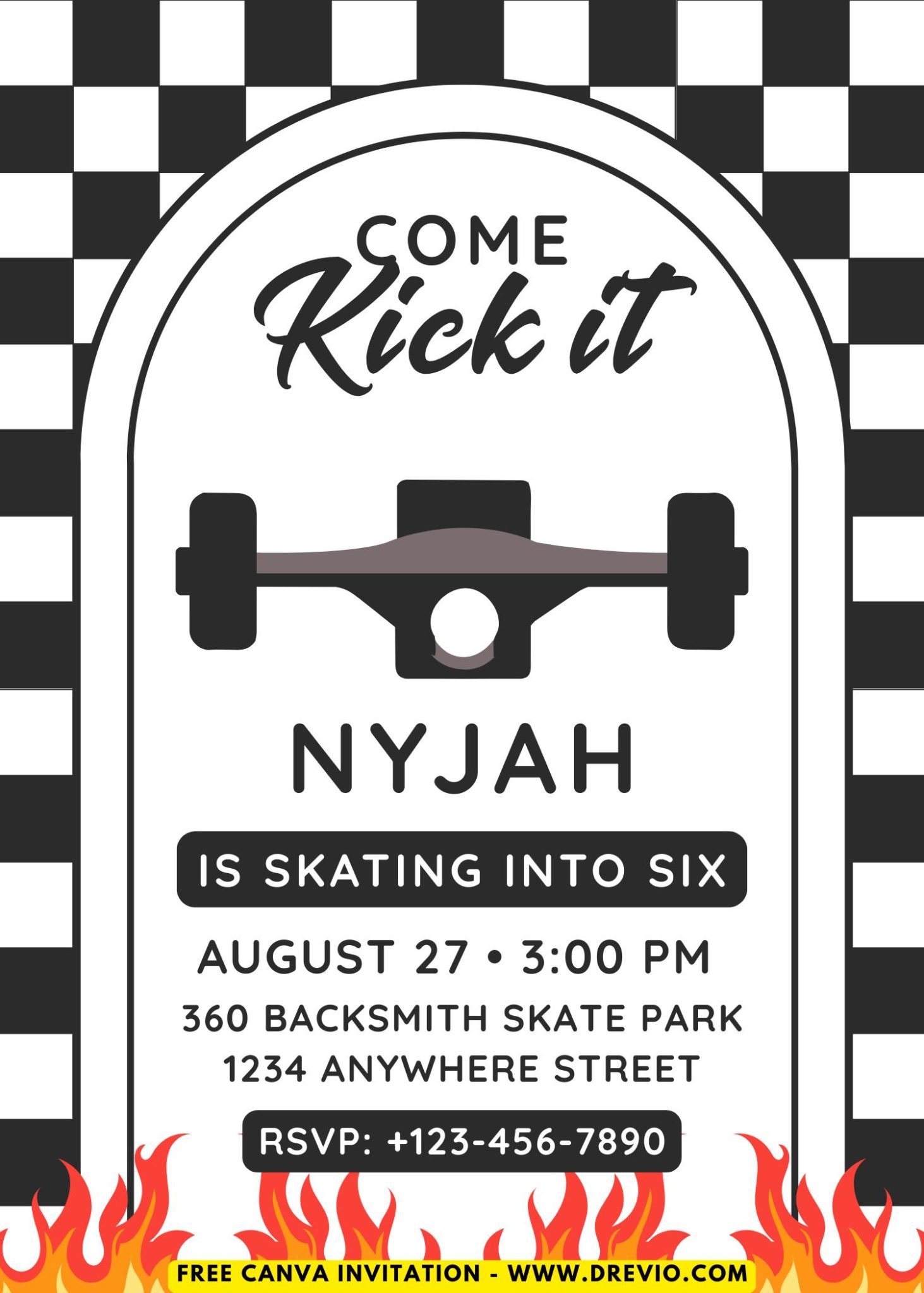 FREE Fun Skateboard Invitation Template