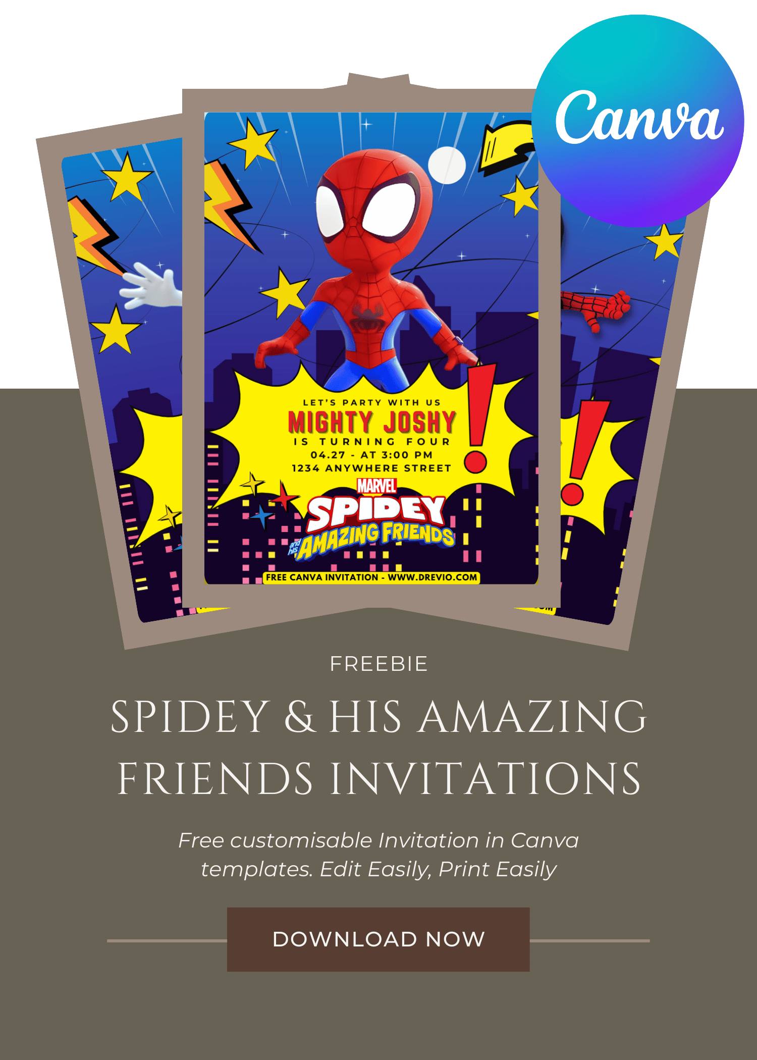 Free Spidey and His Amazing Friends Birthday Invitations