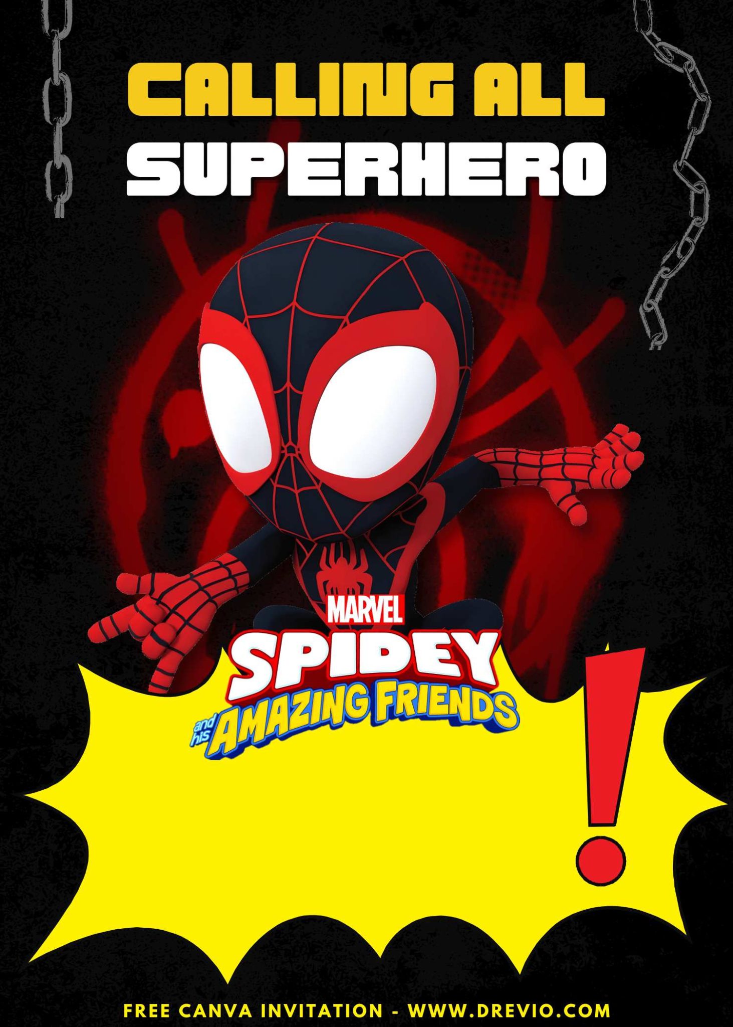 FREE Awesome Spidey And Friends Party Invitation Template